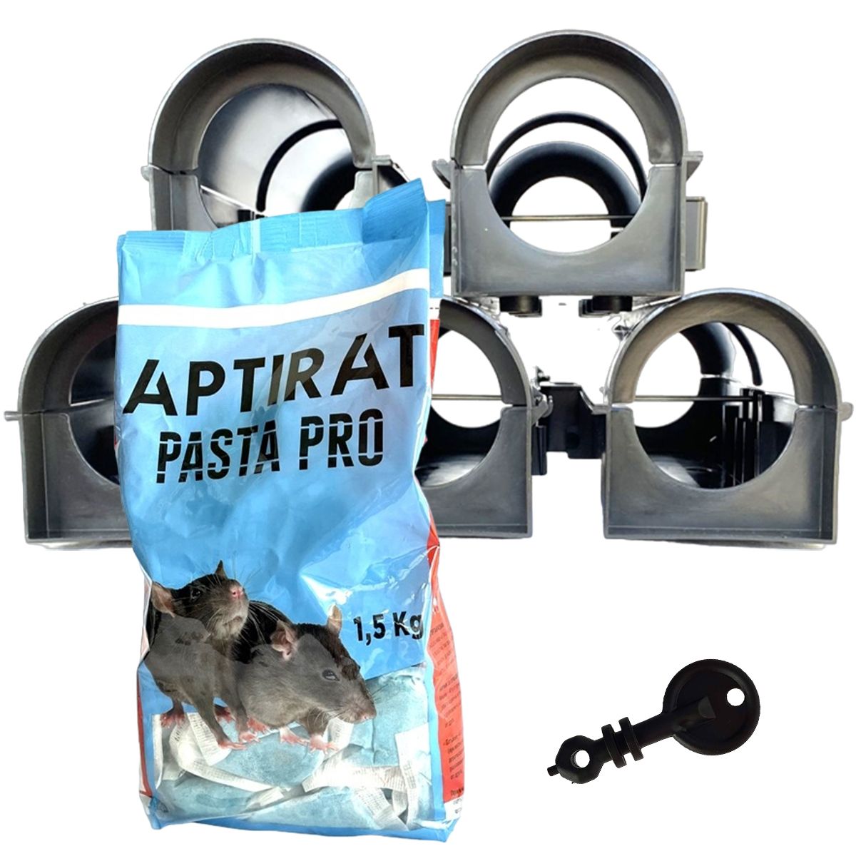 Комплект отрова за плъхове и мишки Аптират 1.5 кг и Дератизационен ...